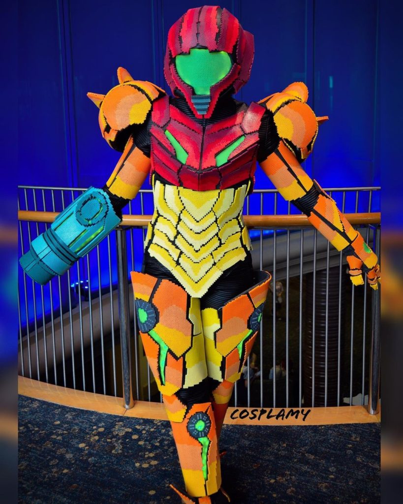 Metroid: Samus Aran Perler bead cosplay by Amy Byte
